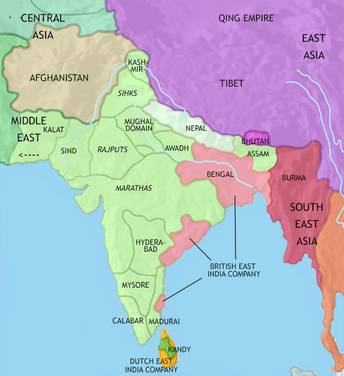 Map of India and South Asia, 1914: The British Raj | TimeMaps